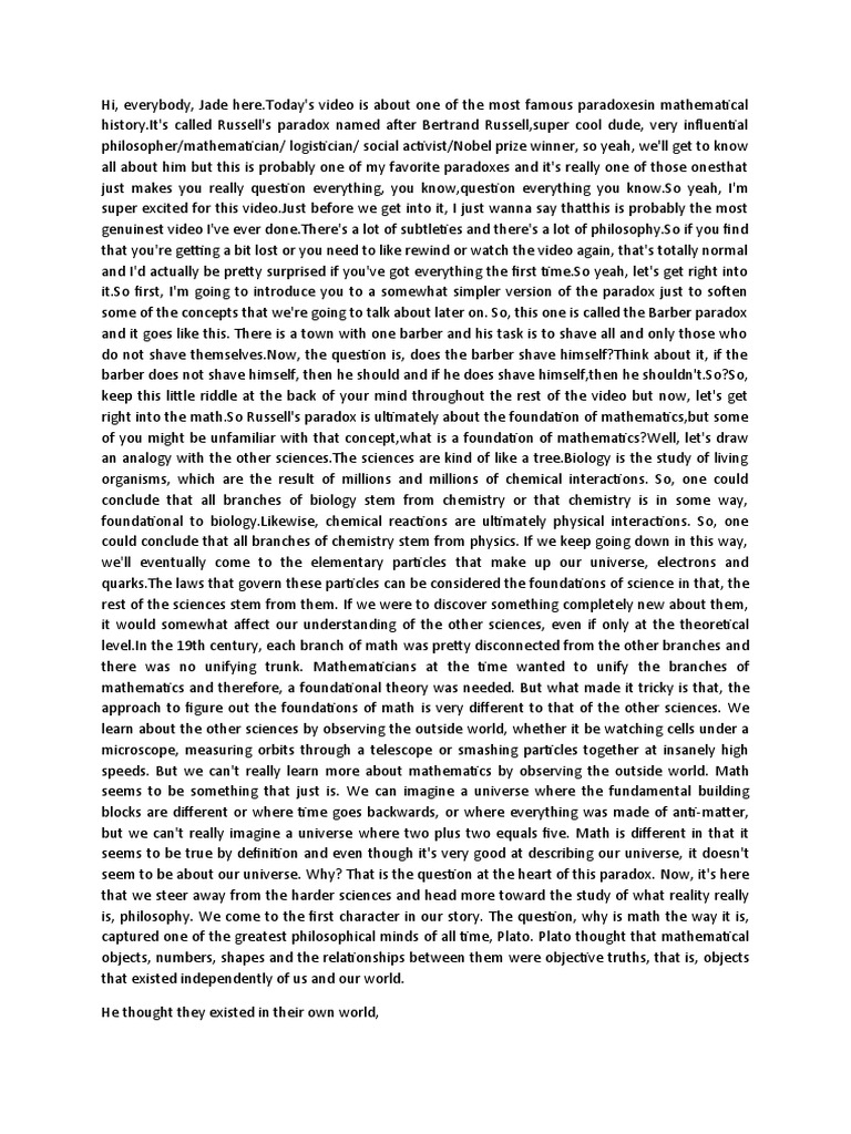 Russell Paradox | PDF | Gottlob Frege | Mathematics