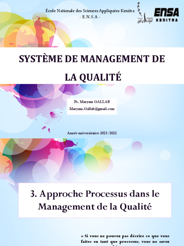 Approche Processus en Management Qualité | PDF | Planification ...