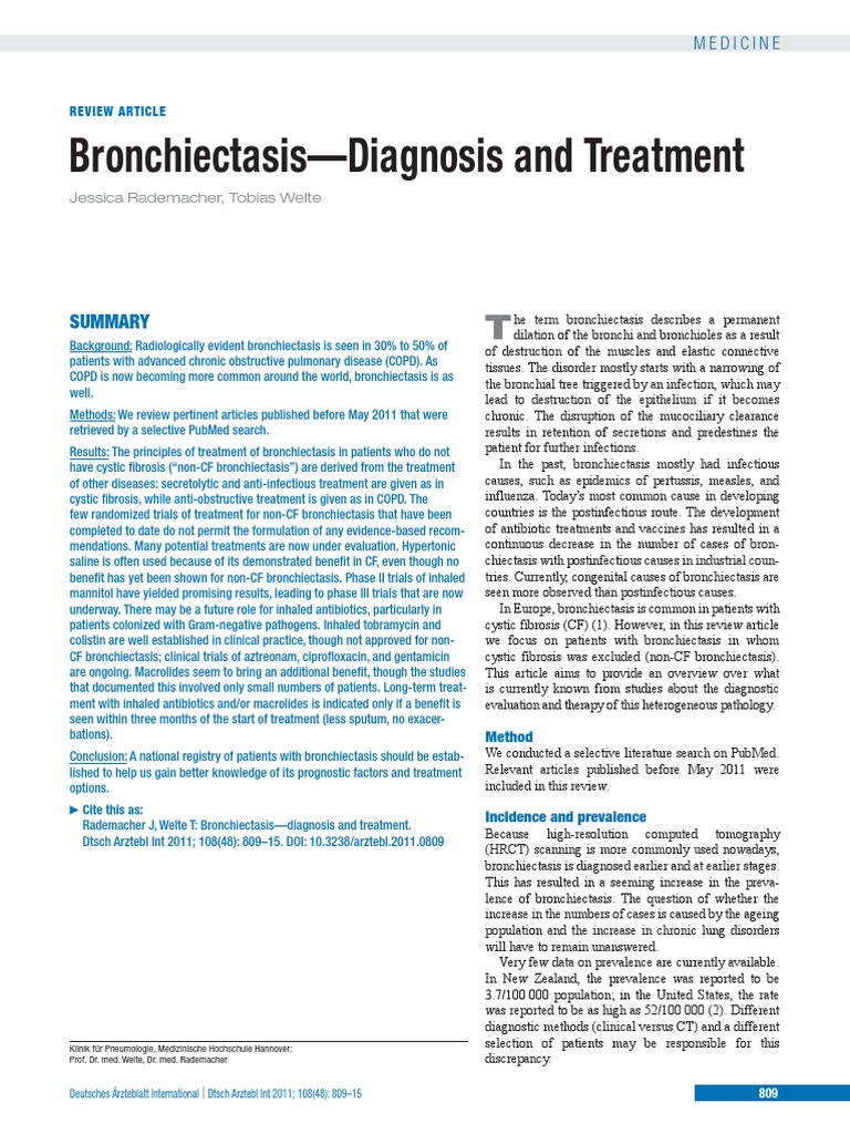 Bronchiectasis - Diagnosis and Treatment | PDF