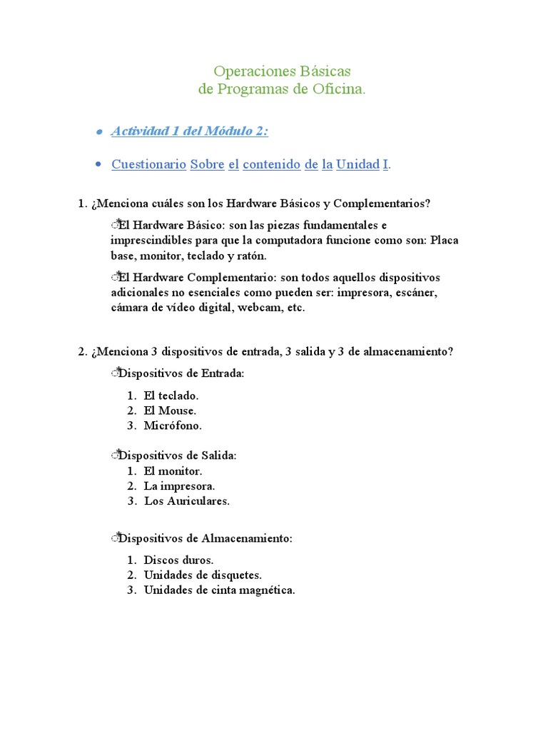 Actividad 1 Del Módulo 2 Operaciones Basicas de Programas de Oficina | PDF