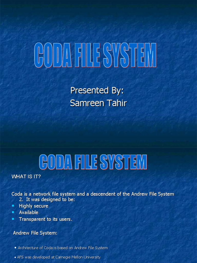 Coda File System - Tahir | PDF | File System | Server (Computing)