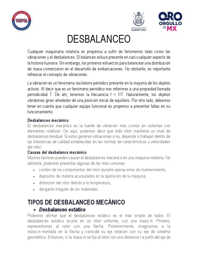Tipos y Causas del Desbalanceo Mecánico | PDF | Rodamiento (Mecánico ...