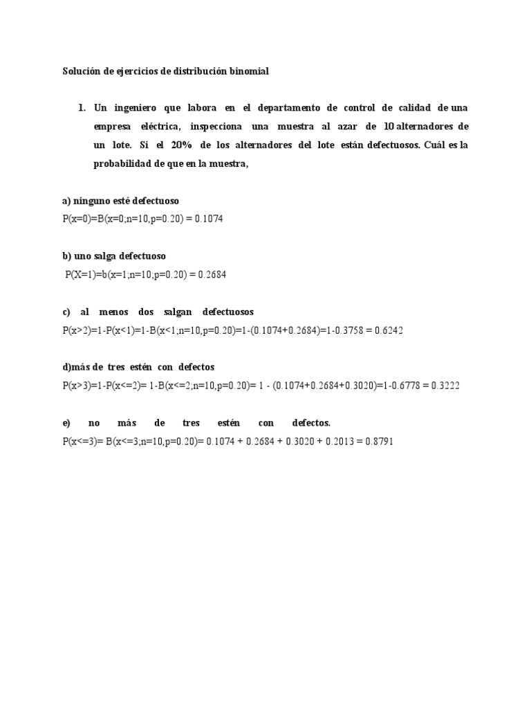 Ejercicios de Distribución Binomial | PDF