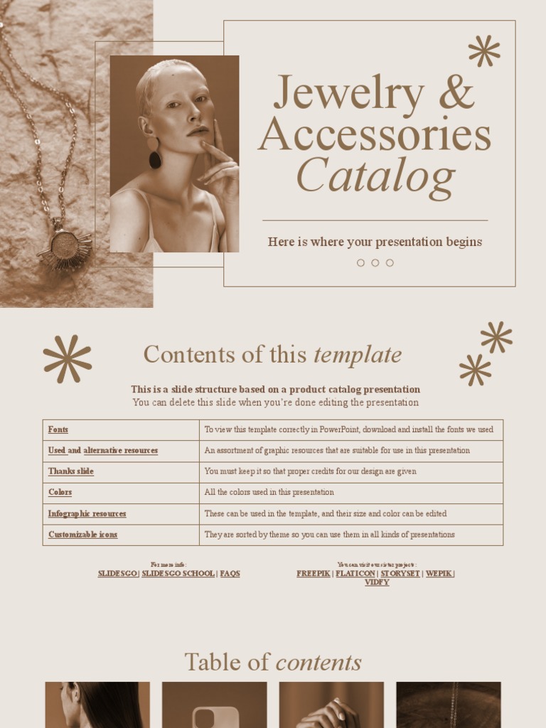 Jewelry & Accessories Catalog by Slidesgo | PDF