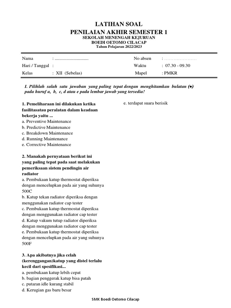 Latihan SOAL UAS 14 Nov 2022 | PDF