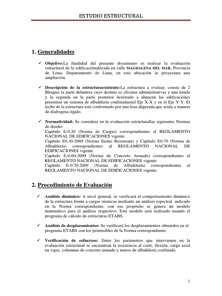 Modelo Informe Evaluacion Estructural | PDF | Viga (Estructura) | Hormigón