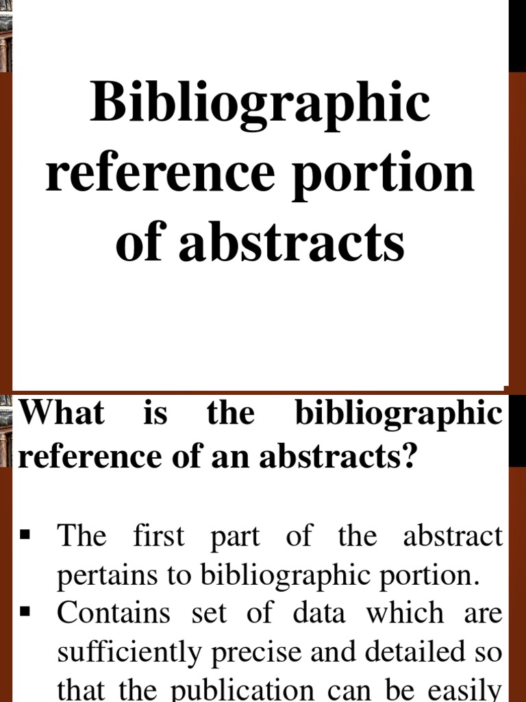 Bibliographic Reference Portion of Abstracts | PDF | Abstract (Summary ...