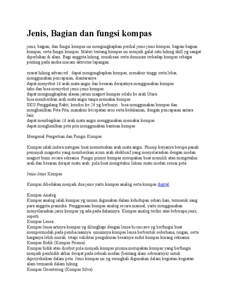 Jenis, Bagian Dan Fungsi Kompas | PDF