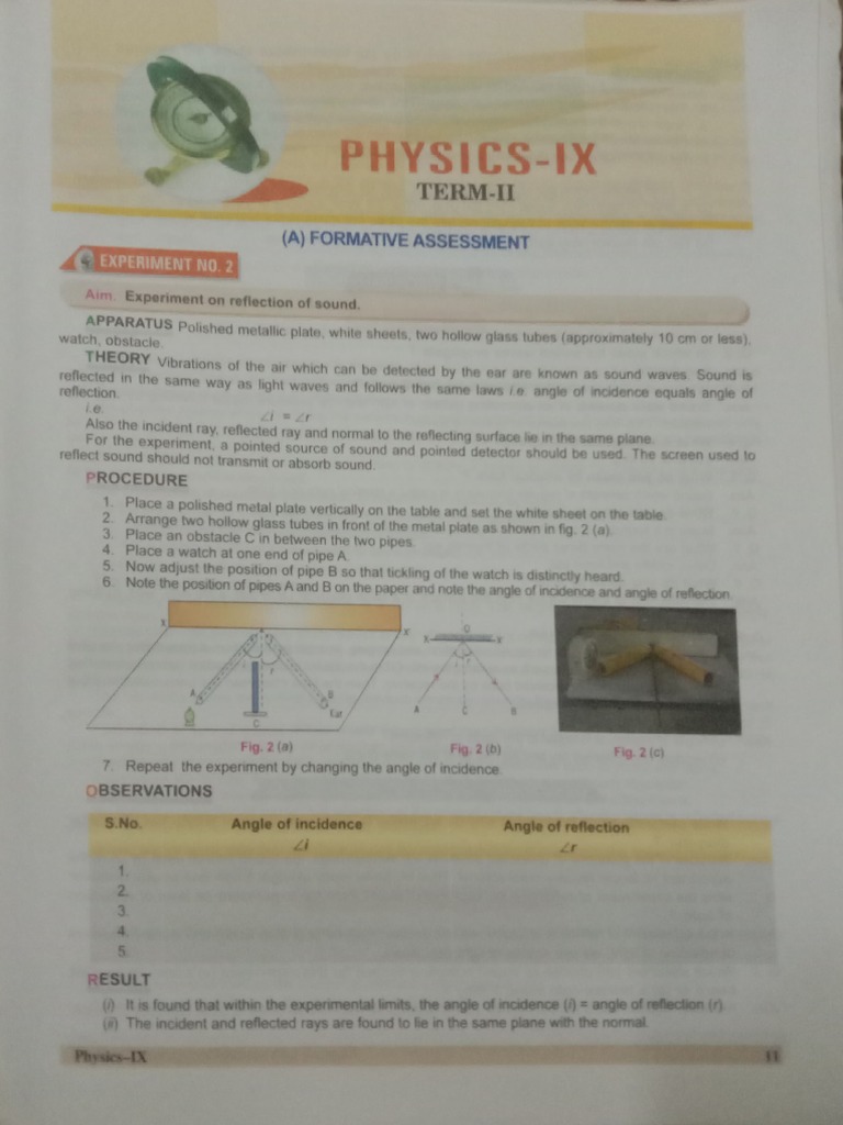 Physics Experiment 1 | PDF | Reflection (Physics) | Sound