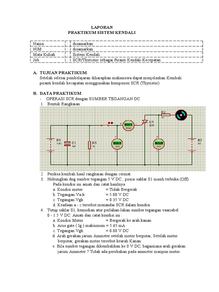 Praktikum Kendali Kecepatan SCR | PDF