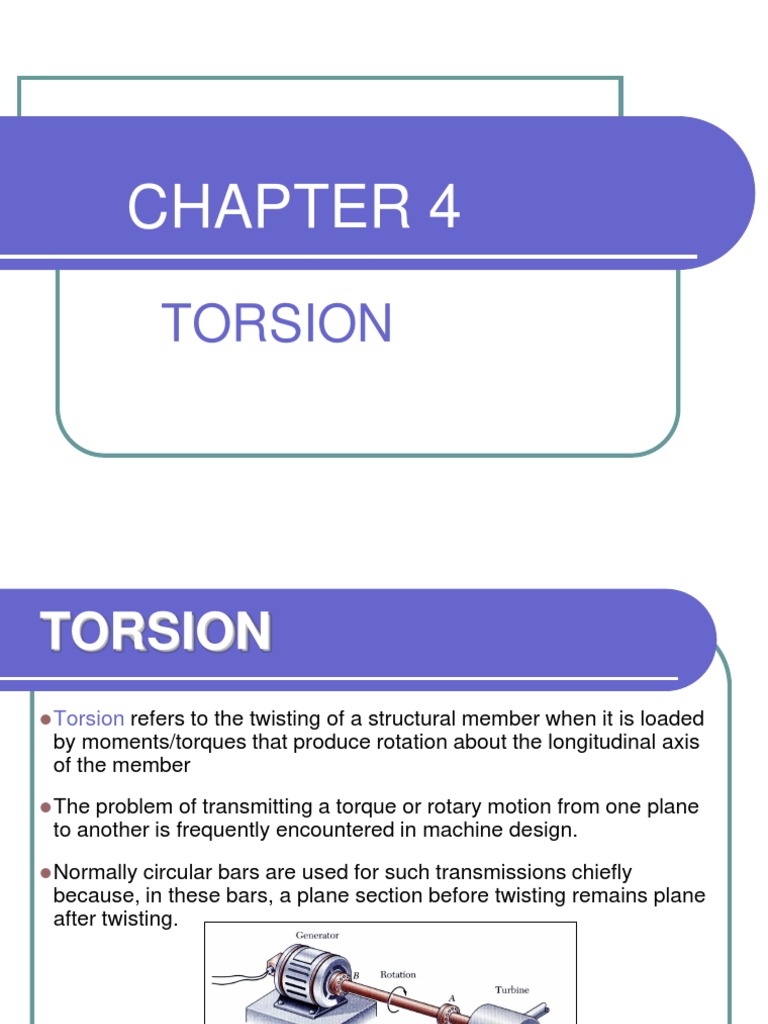 Chapter 4 Torsion | PDF | Rotation Around A Fixed Axis | Stress (Mechanics)