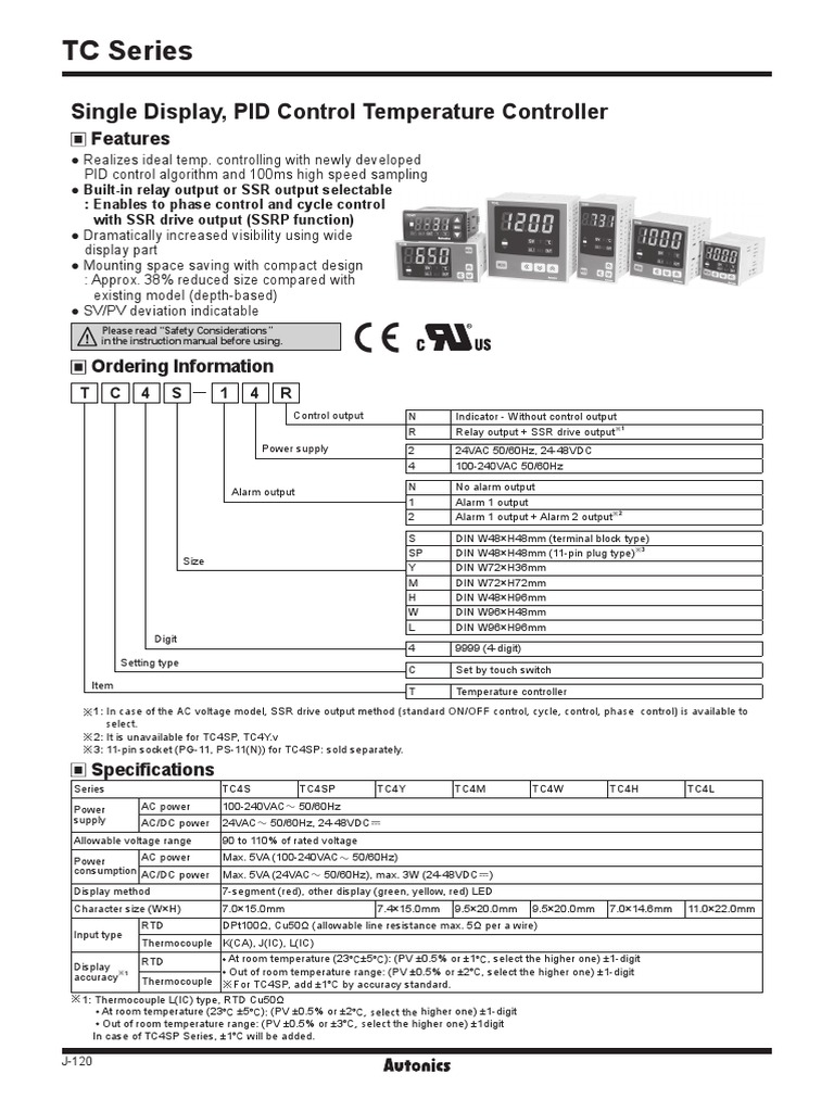 TC Series: Single Display, PID Control Temperature Controller | PDF