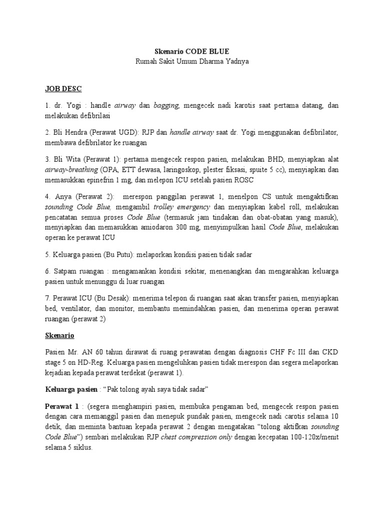 Skenario CODE BLUE | PDF