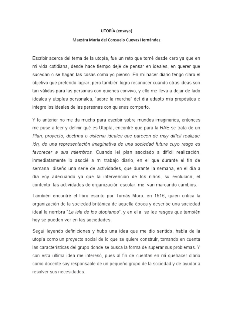 UTOPÍA María Del Consuelo Cuevas Hernández | PDF | utopía