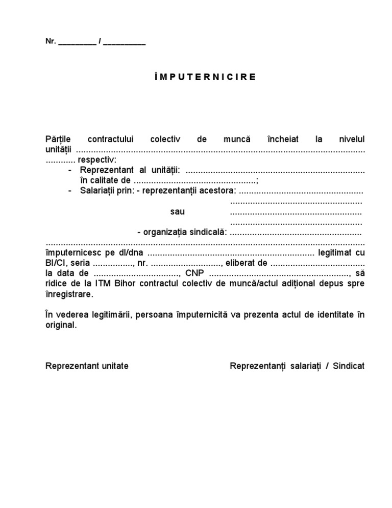Imputernicire Ridicare CCM | PDF