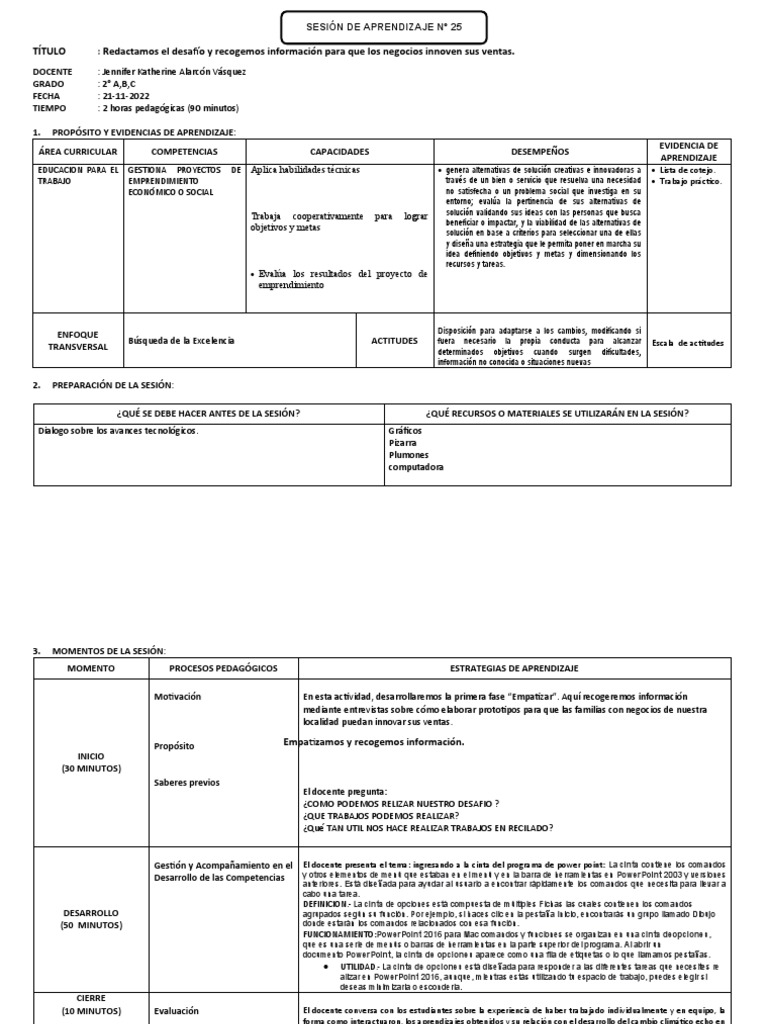 Sesion de Aprendizaje #25 Segundo | PDF | Microsoft PowerPoint | Aprendizaje