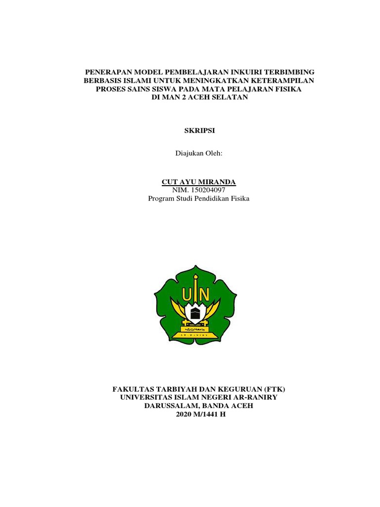 Penerapan Model Pembelajaran Inkuiri Terbimbing Berbasis Islami Untuk ...
