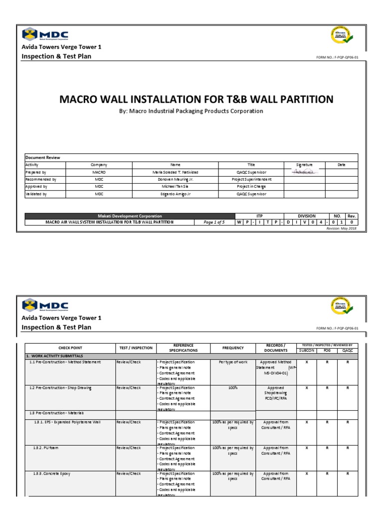 ITP - VergeT1 - Macro Air Wall System (Macro) | PDF