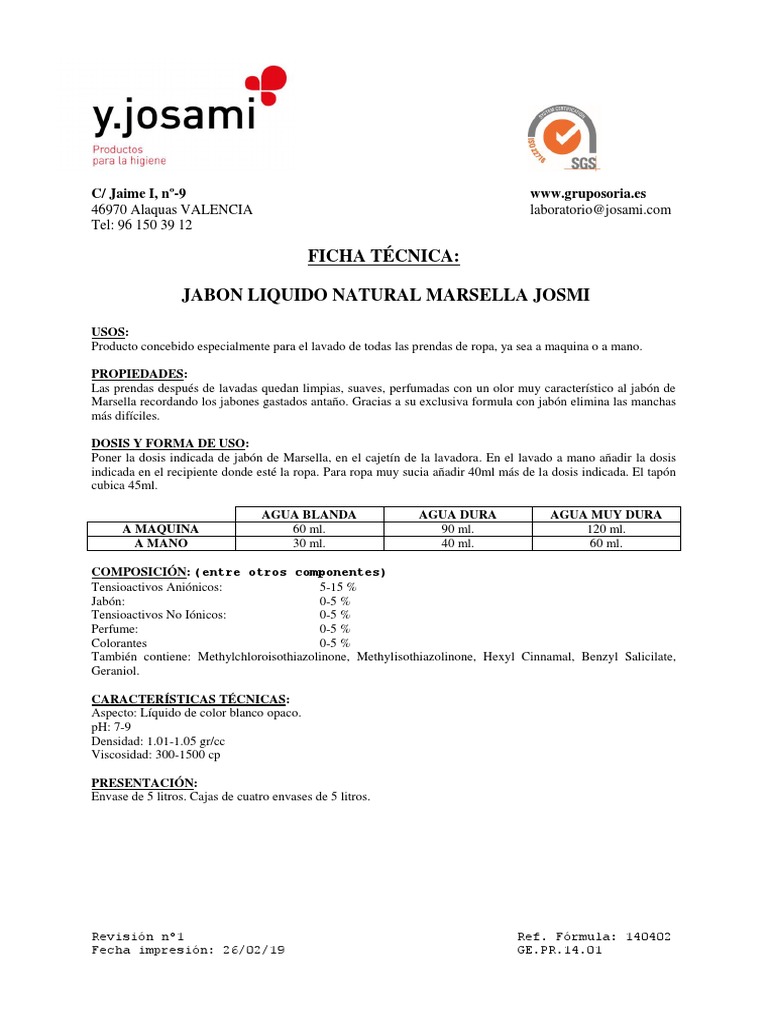 1q1jos021 F Tecnica Jabon Marsella Josmi | PDF | Jabón | Tensioactivo