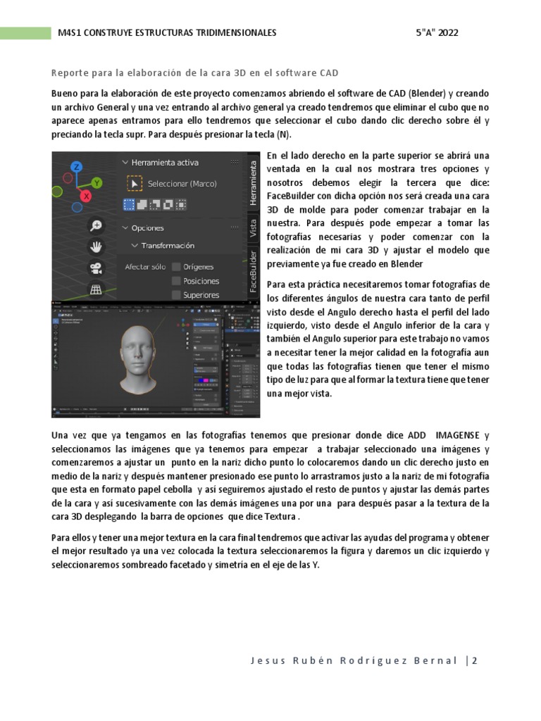 Reporte para La Elaboración de La Cara 3D en El Software CAD | PDF