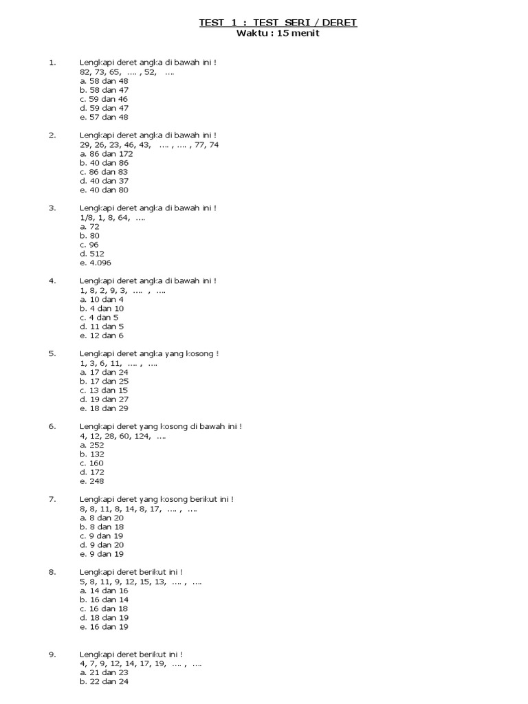 Soal Tes Kemampuan Numerik dan Logika | PDF