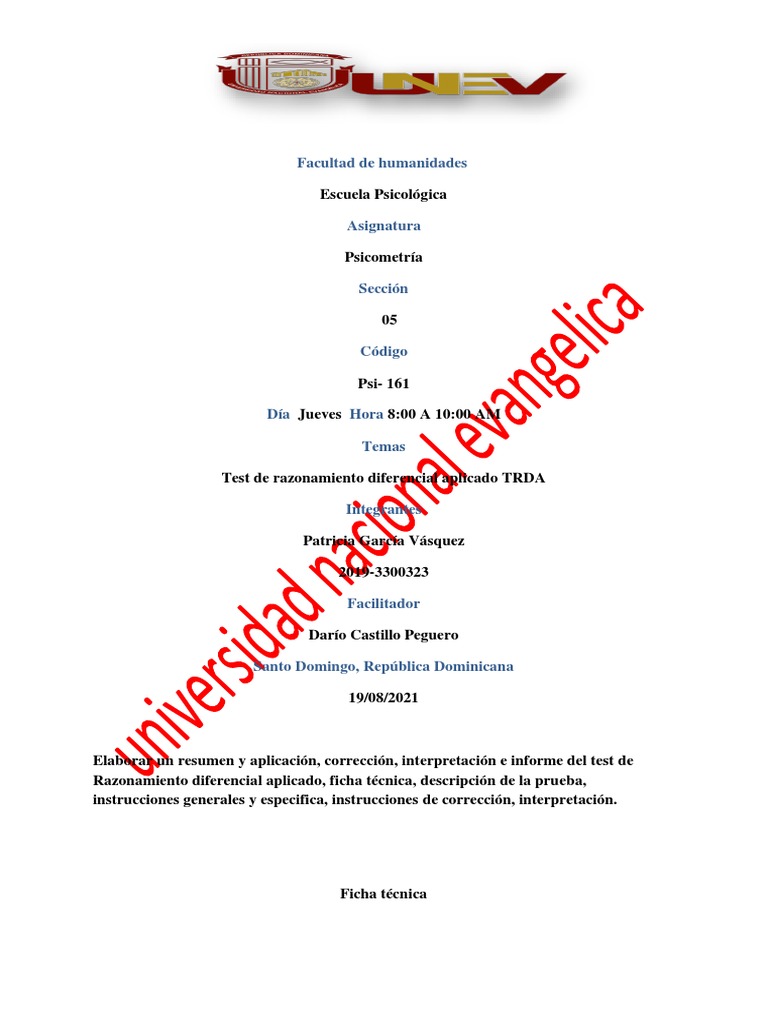 Test de Razonamiento TRDA 1 | PDF