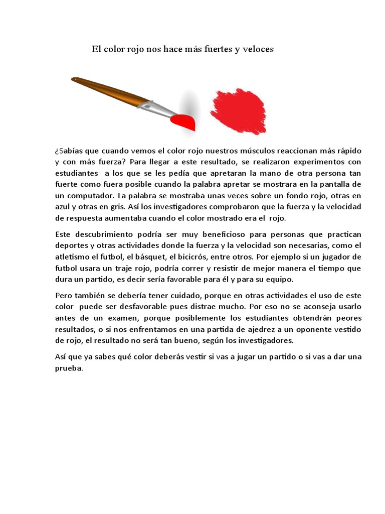 El Color Rojo Nos Hace Más Fuertes y Veloces | PDF