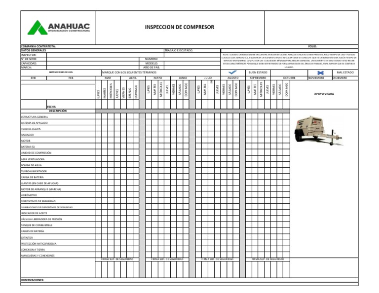 Check List Compresor de Aire | PDF