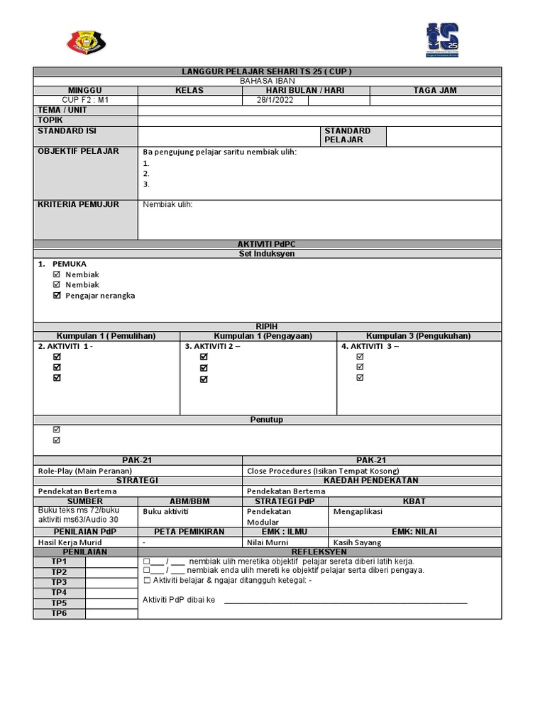 RPH Bahasa Iban CUP 2 | PDF