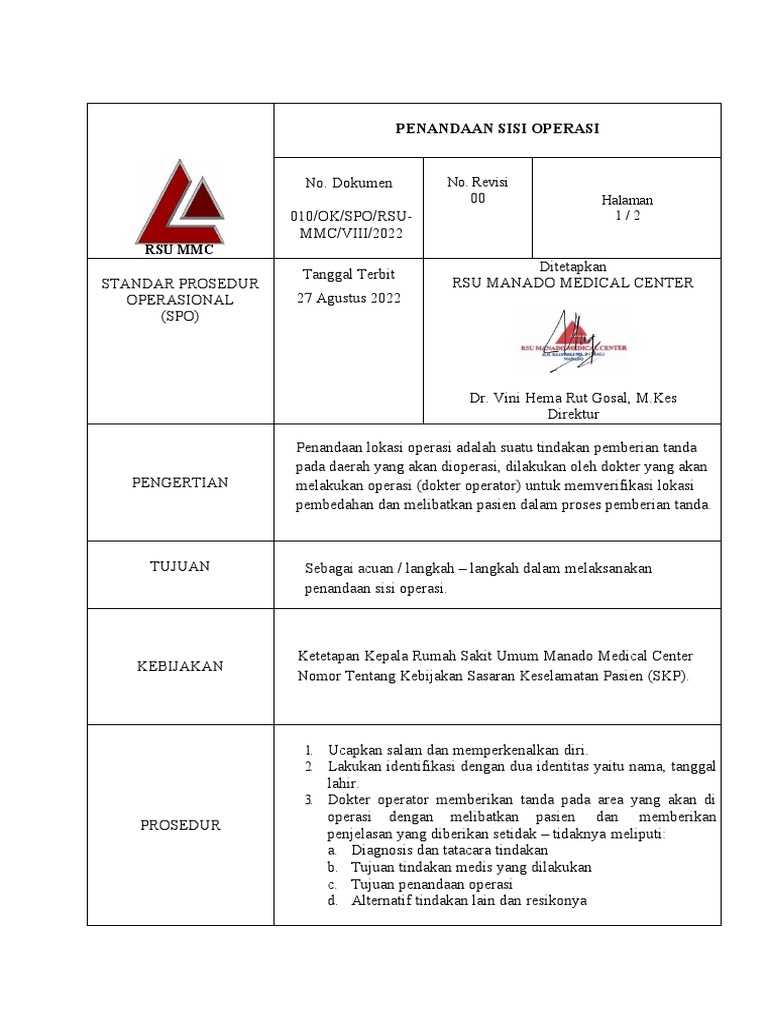 Sop Penandaan Sisi Operasi | PDF
