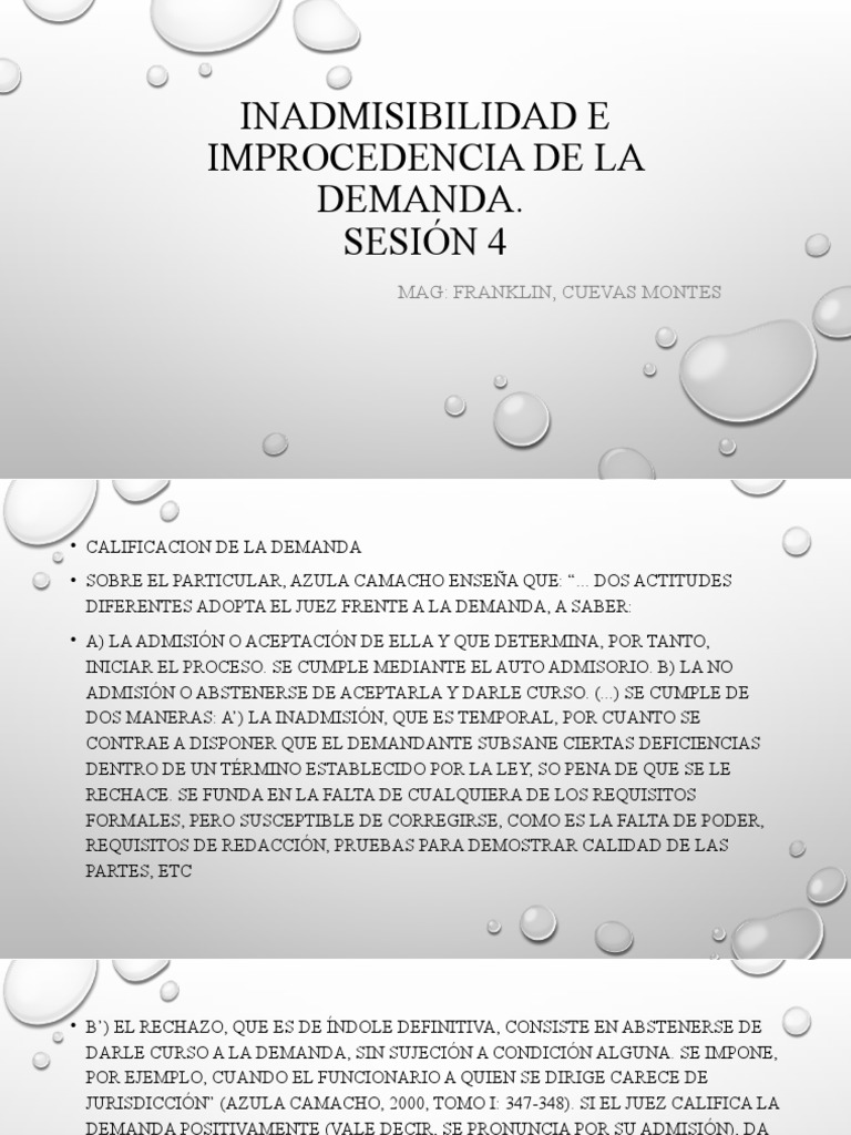 Inadmisibilidad e Improcedencia de La Demanda-1 | PDF | Demanda ...