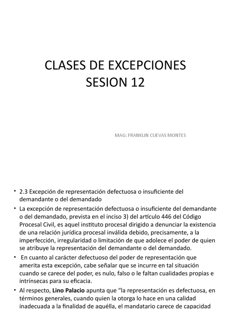 Clases de Excepciones | PDF | Ley procesal | Demanda judicial