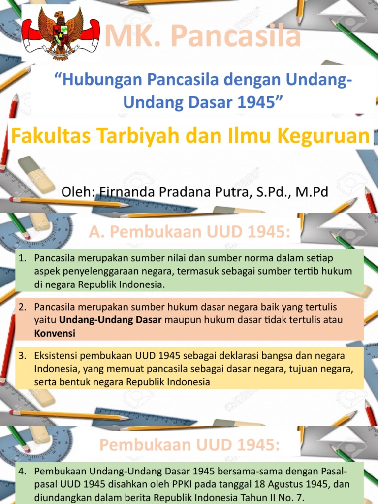Materi 13 Hubungan Pancasila Dengan Uud 1945 Firnanda Pradana Putra Pdf 