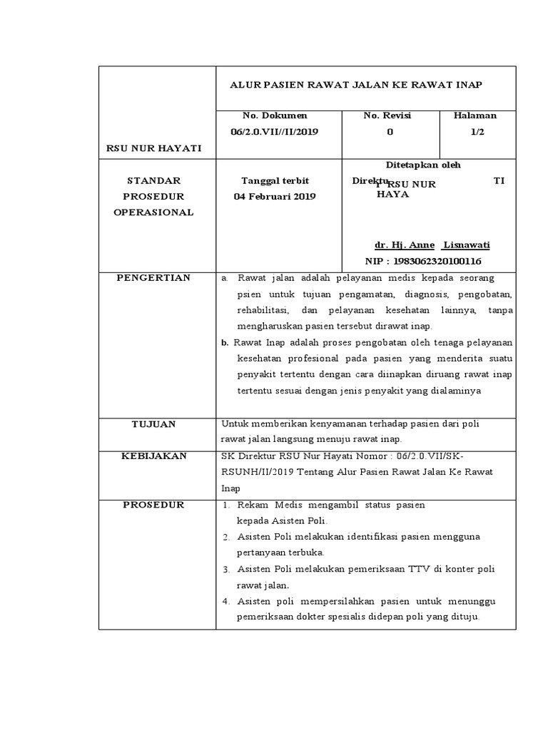 Spo Alur Pasien Poli Ke Ranap | PDF