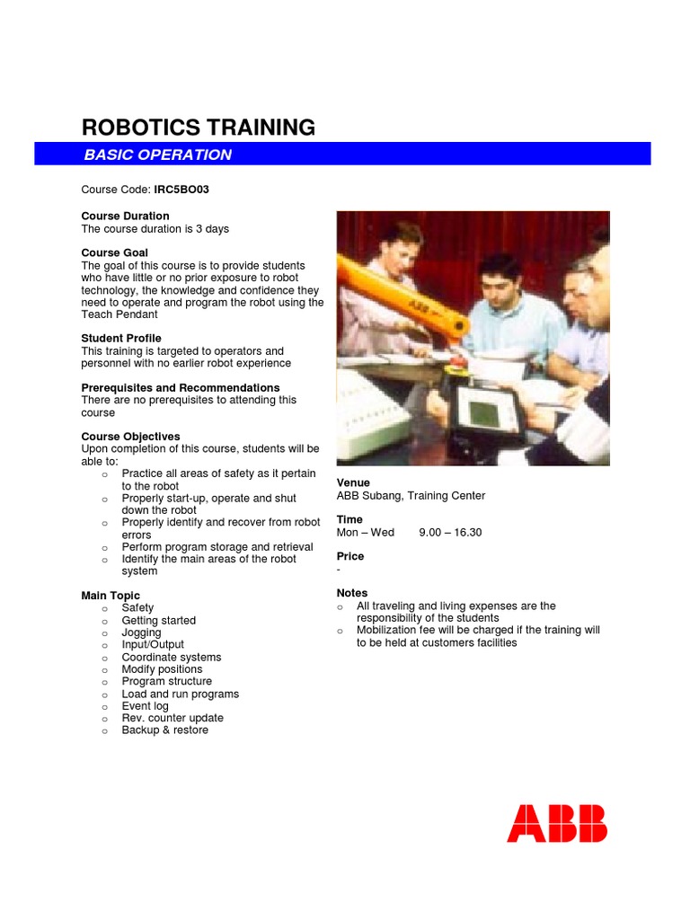 Robotics Basic Operation Training | PDF | Robot | Robotics