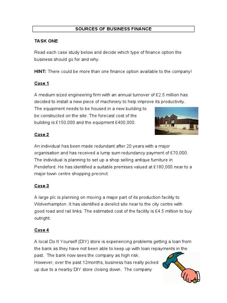 Sources of Business Finance Task One | PDF