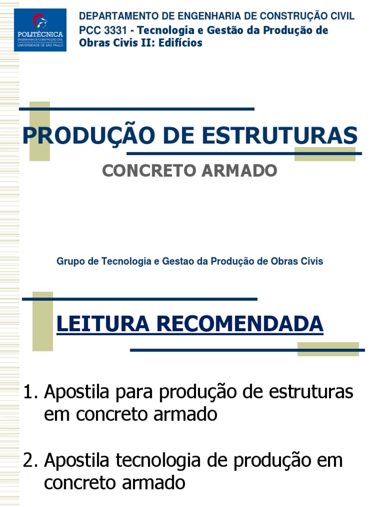 Aula 08 - Estrutura de Concreto Armado Fôrma, Armação e Concretagem | PDF
