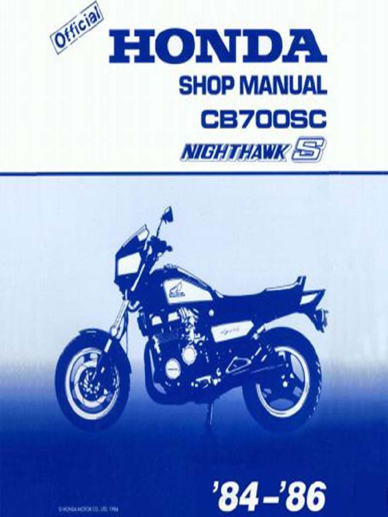 HONDA-CB700SC - 84-86 - Shop Manual | PDF