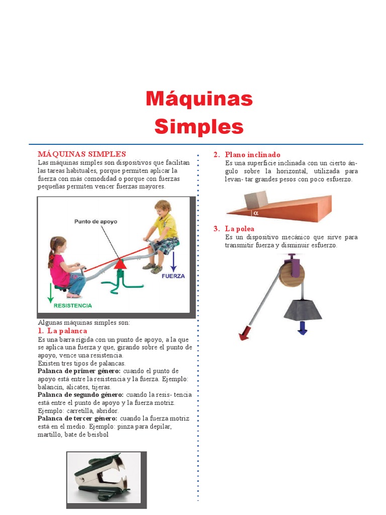 Máquinas Simples para Cuarto de Primaria | PDF