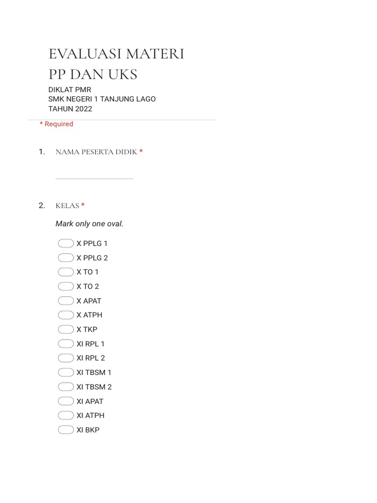 Evaluasi Materi PP Dan Uks | PDF | Kesehatan Holistik
