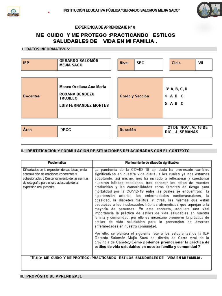 Eda 8 Vii Ciclo - DPCC | PDF | Aprendizaje | Evaluación