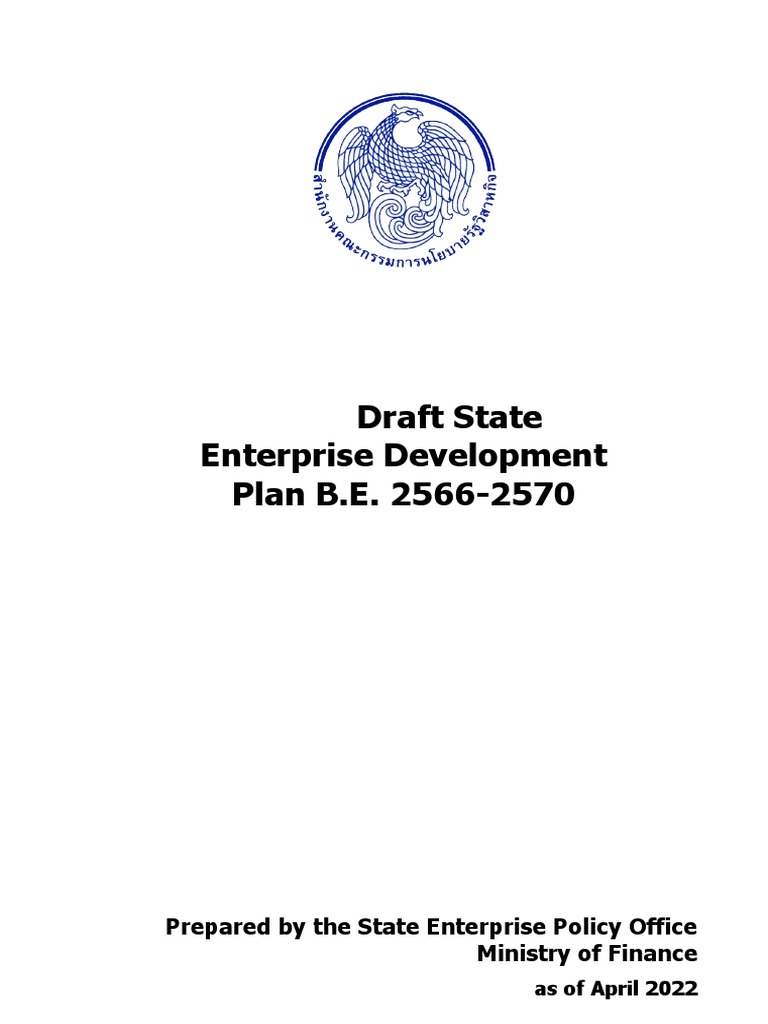 Draft State Enterprise Development Plan B.E. 2566-2570 | PDF | Low Carbon Economy | Economic Growth