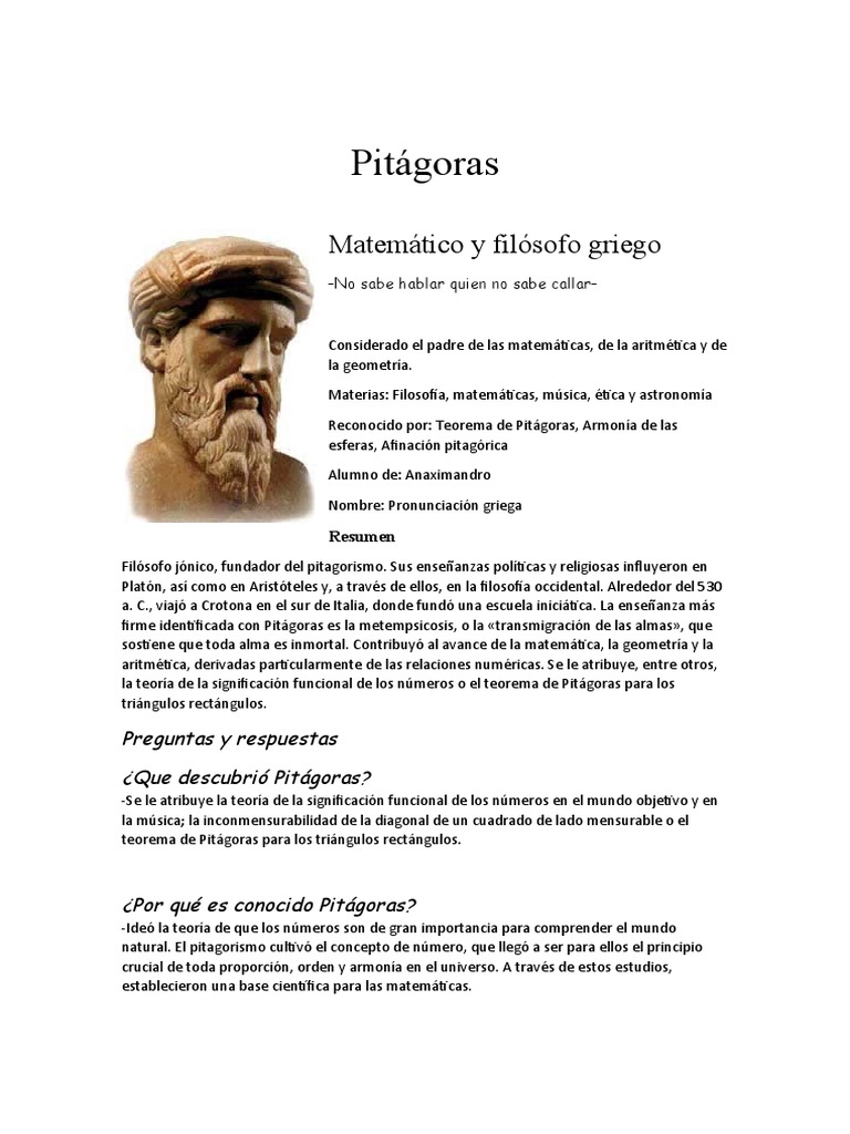 Pitágoras | PDF | Pitágoras