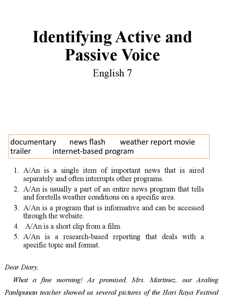 Identifying Active and Passive Voice | PDF | Verb | Linguistics
