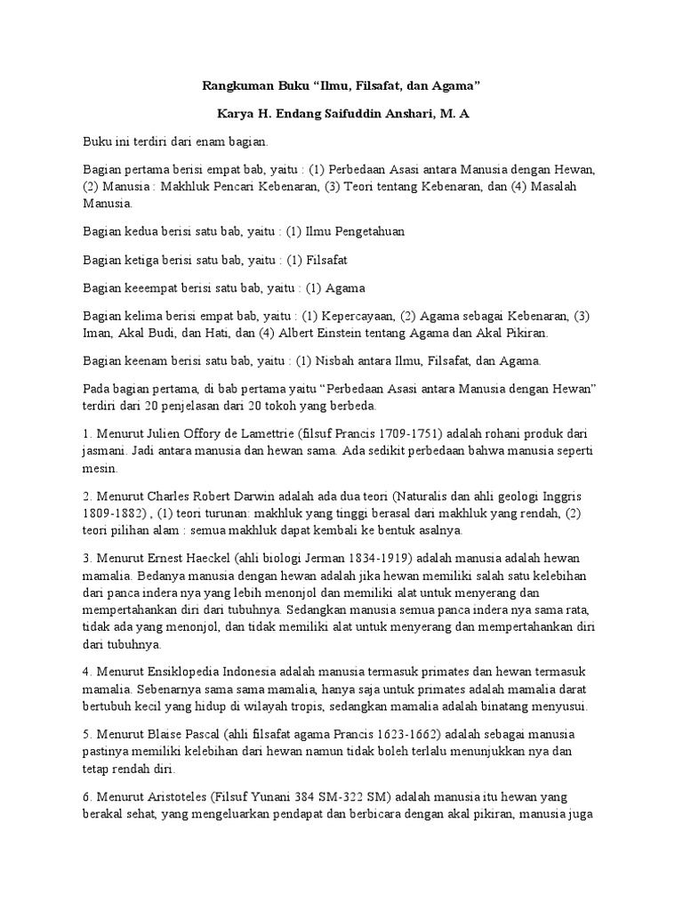 Rangkuman Buku Ilmu, Filsafat, Dan Agama | PDF