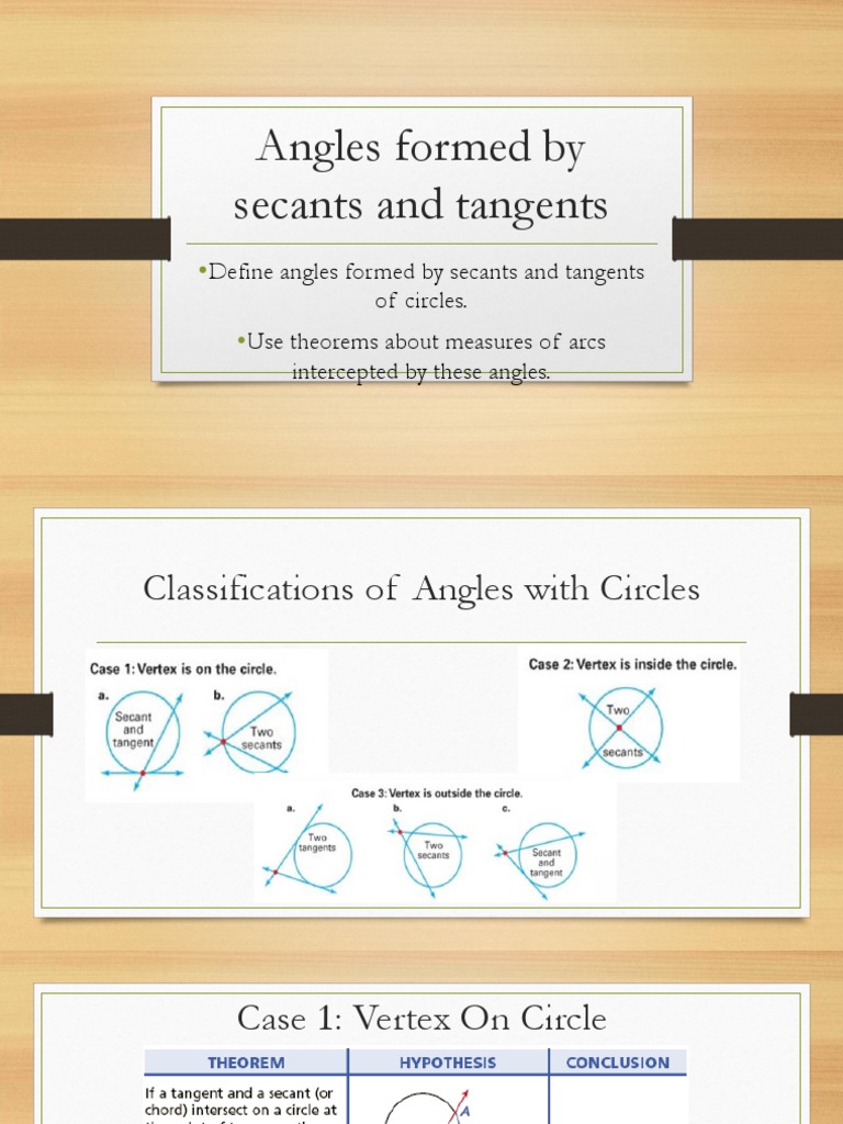 Angles Formed by Secants and Tangents | PDF