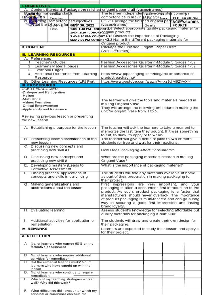 DLL Cot2 Packaging | PDF | Learning | Packaging And Labeling