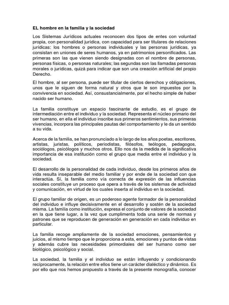 El Hombre en la Familia y la Sociedad | PDF | Familia | Sociedad