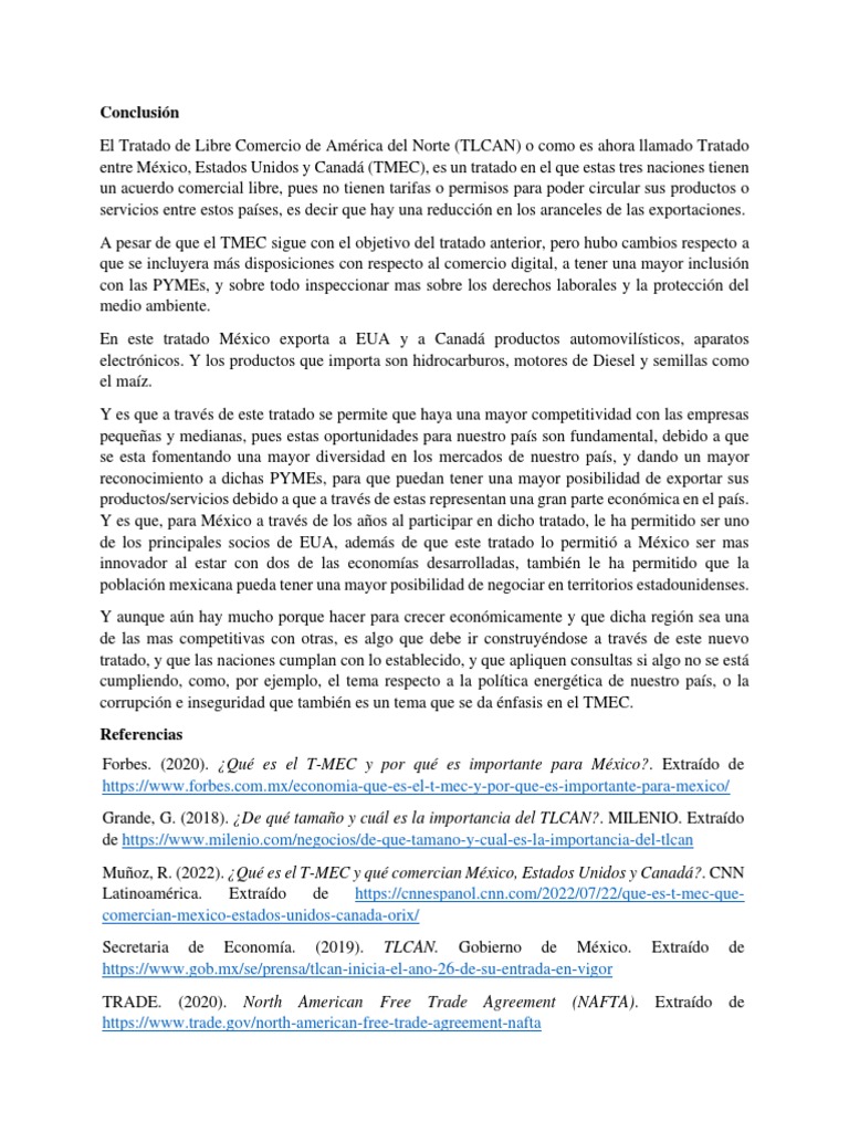 Tlcan Tmec | PDF | Tratado de Libre Comercio Norteamericano | Economias