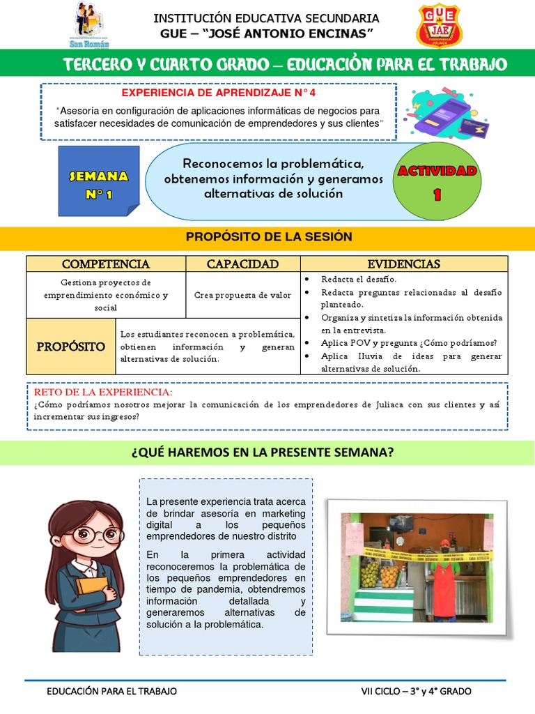 Vii Experiencia de Aprendizaje - Act 1 - 3°,4° Grado - Sem 1 | PDF | Iniciativa empresarial ...